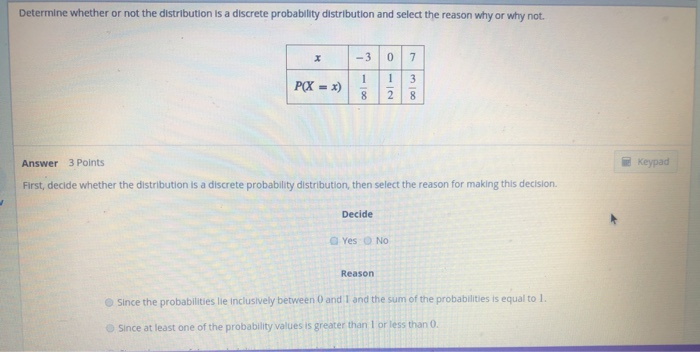 Solved Determine whether or not the distribution is a | Chegg.com