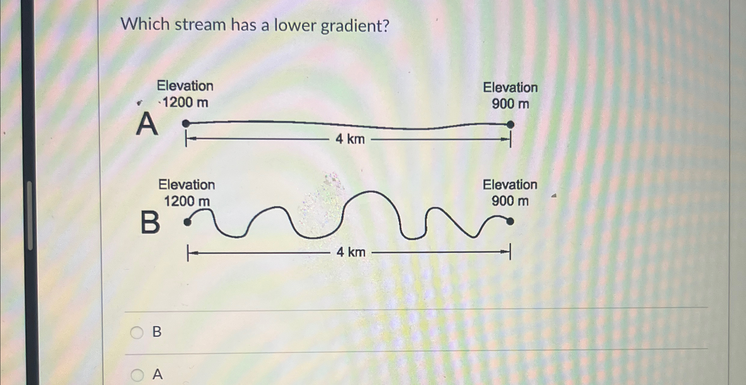 Solved Which stream has a lower gradient?BA | Chegg.com
