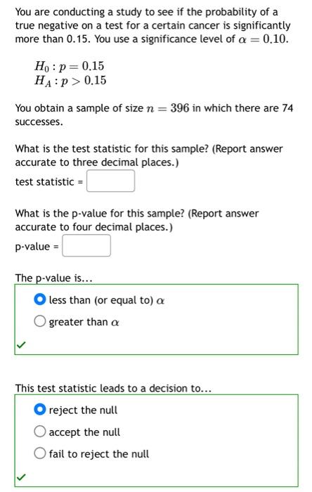 Solved You are conducting a study to see if the probability | Chegg.com
