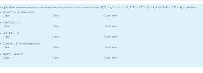 Solved Let (X,Y) be a multivariate random variable with the | Chegg.com