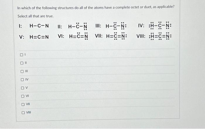 Solved In which of the following structures do all of the | Chegg.com
