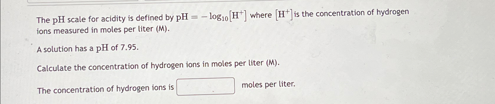 Solved The pH ﻿scale for acidity is defined by | Chegg.com