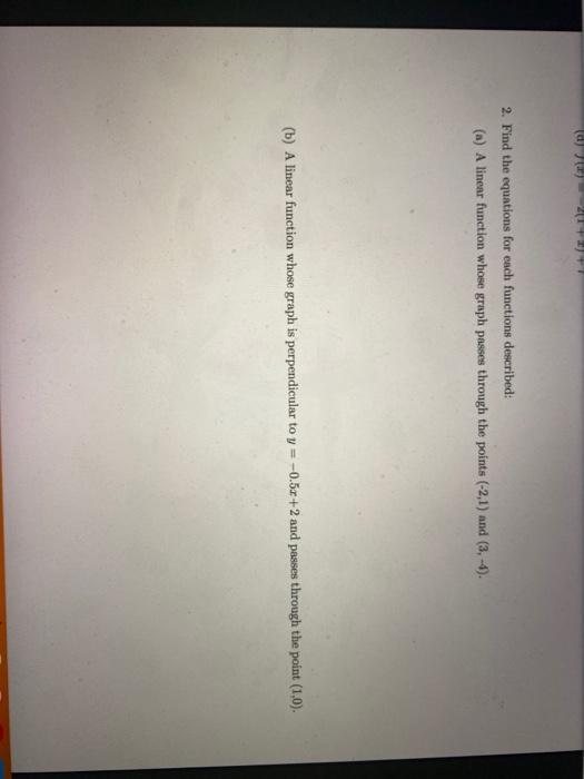 Solved d) ) 2. Find the equations for each functions | Chegg.com