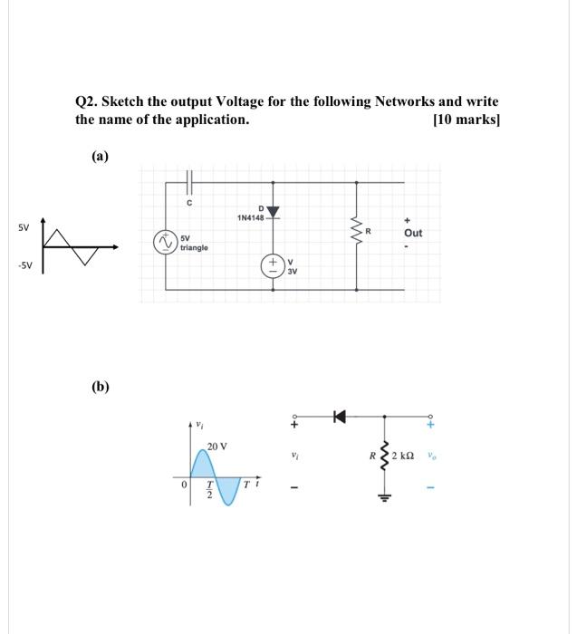 Solved Q2. Sketch the output Voltage for the following | Chegg.com