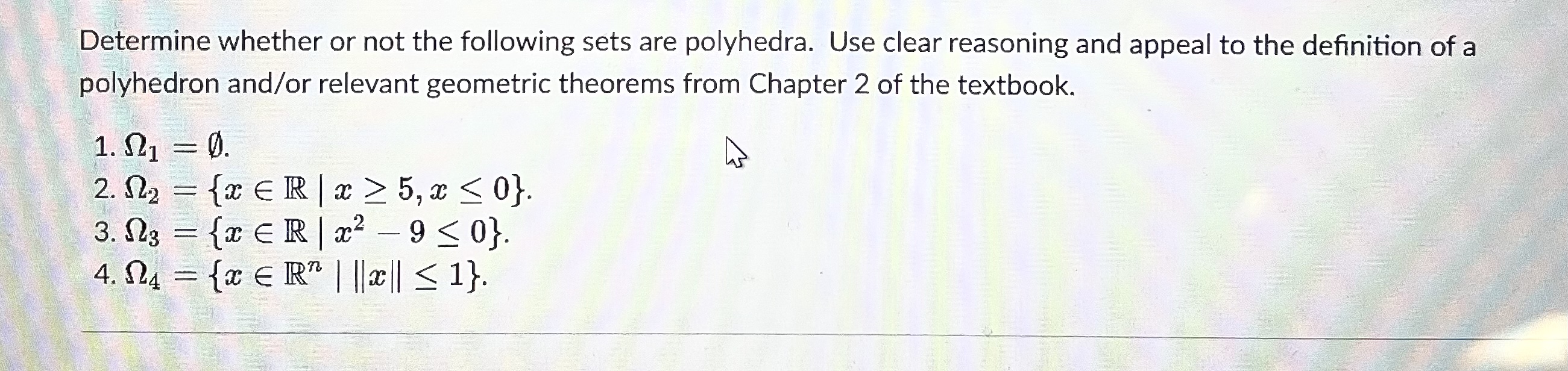 Solved Determine whether or not the following sets are | Chegg.com