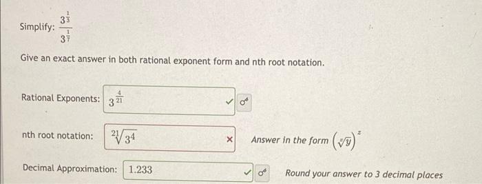 Solved 3 Simplify: 37 Give an exact answer in both rational | Chegg.com