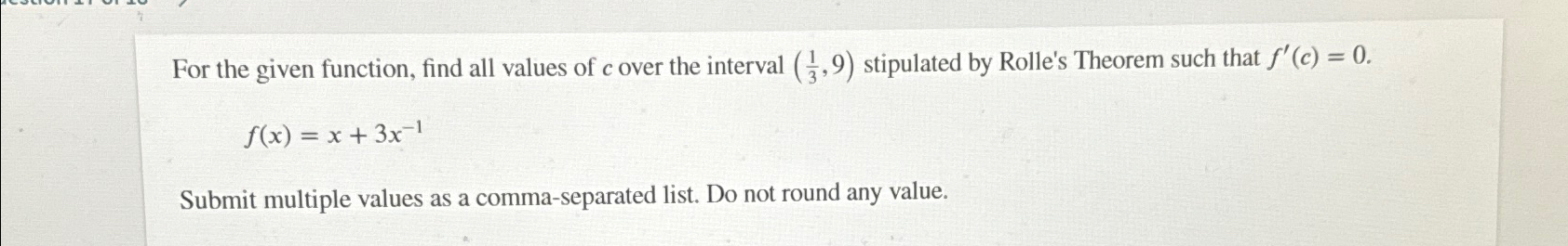 Solved For the given function, find all values of c ﻿over | Chegg.com