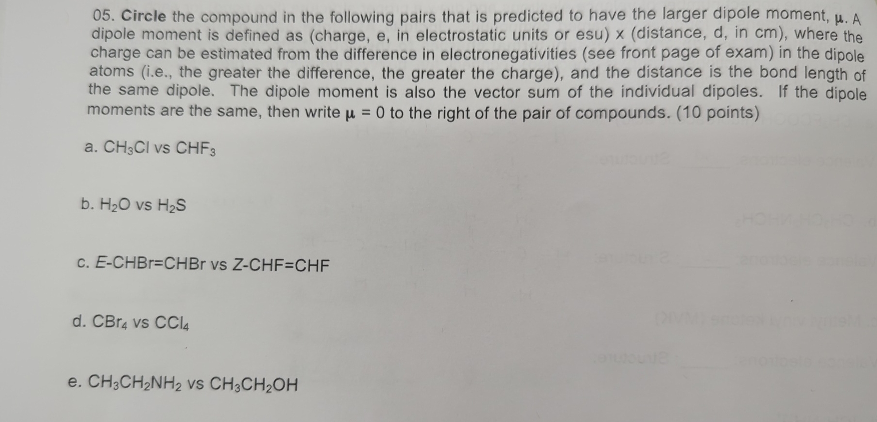 Solved Circle the compound in the following pairs that is | Chegg.com
