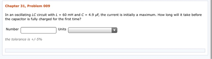 Solved Chapter 31, Problem 009 In an oscillating LC circuit | Chegg.com