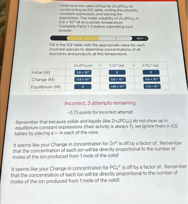 Solved Determine the value of Ksp for Zn2(PO4)2 by | Chegg.com