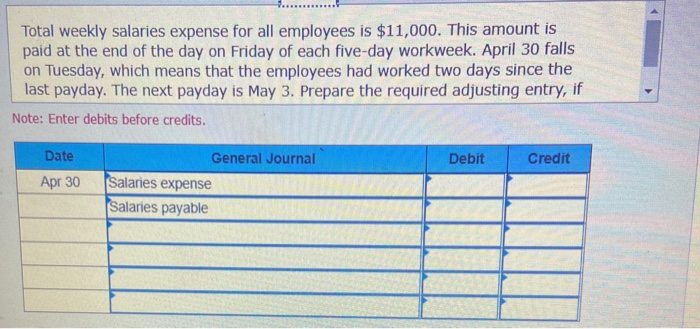 Solved Total weekly salaries expense for all employees is | Chegg.com