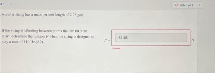 Solved A guitar string has a mass per unit length of 2.25 | Chegg.com