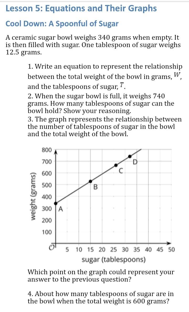 Solved Lesson 5: Equations and Their Graphs Cool Down: A | Chegg.com