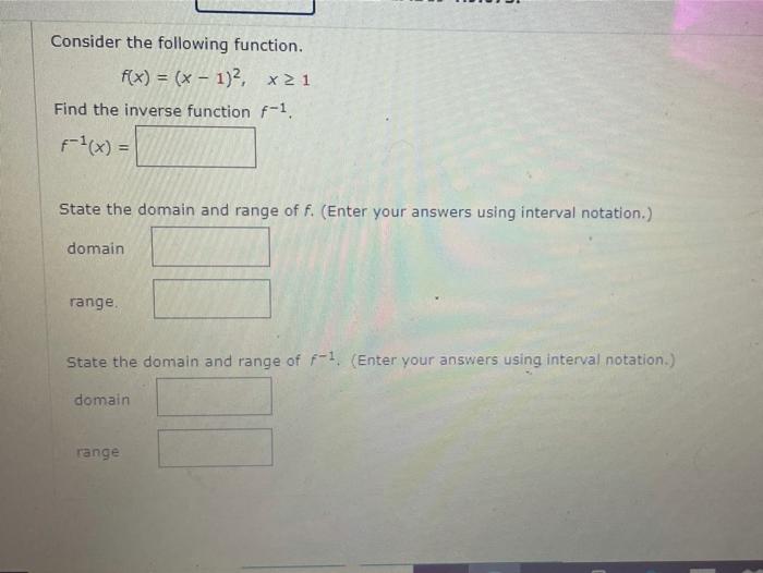 Solved Consider the following function. f(x) = (x - 1)2 x 1 | Chegg.com