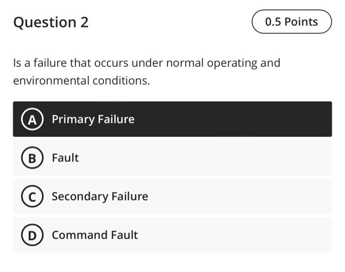 Solved Question 2 0.5 Points Is a failure that occurs under | Chegg.com
