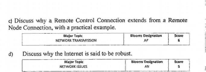 Solved c) Discuss why a Remote Control Connection extends | Chegg.com