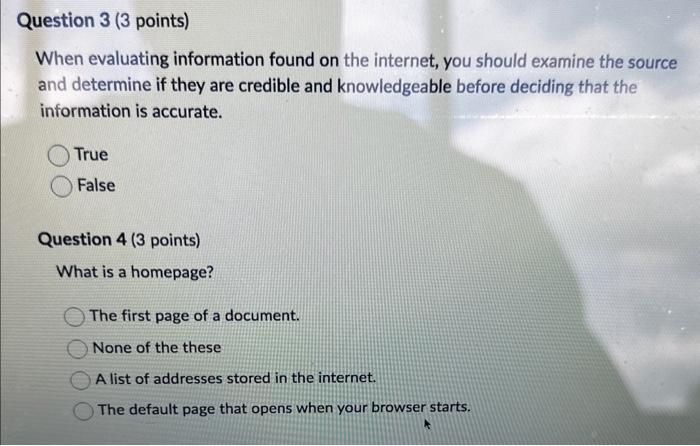 Solved When evaluating information found on the internet, | Chegg.com