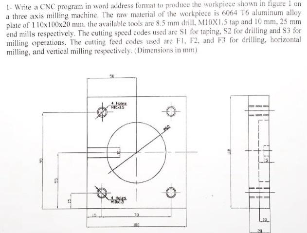 Solved Write a CNC program in word address format to produce | Chegg.com
