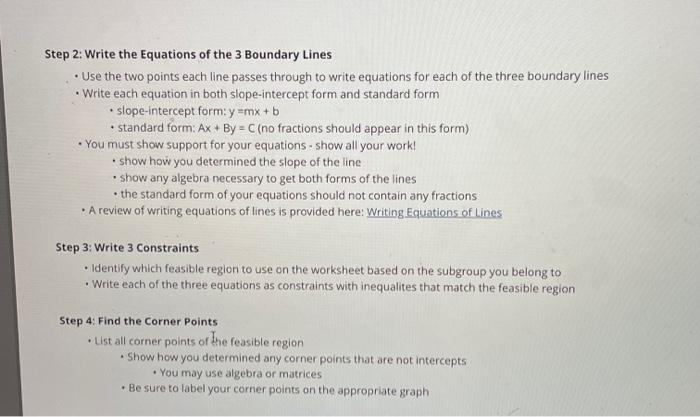 Solved Equations of Lines and Constraints Write the equation | Chegg.com