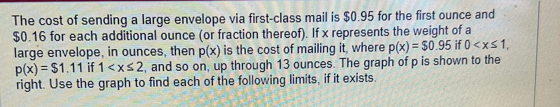 The cost of sending a large envelope via first-class | Chegg.com