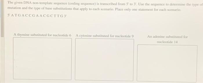 Solved The Given Dna Non Template Sequence Coding Sequence