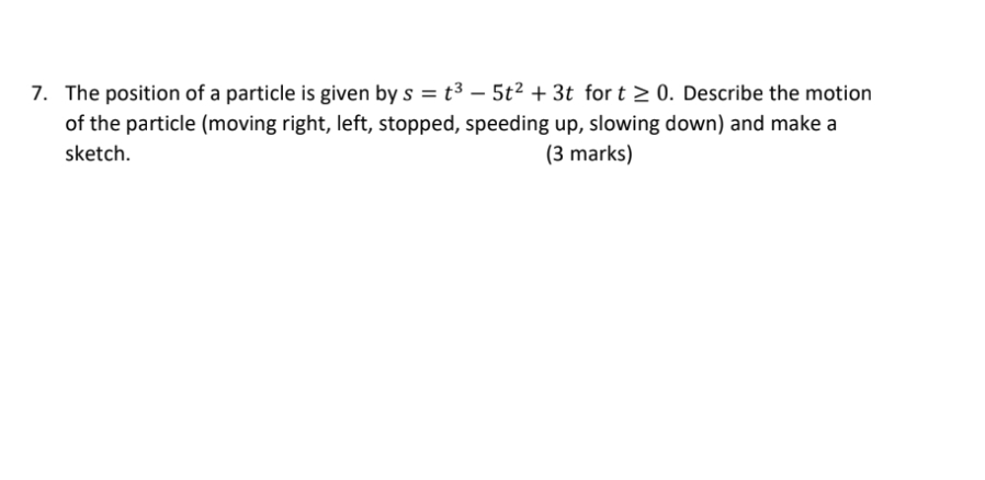 Solved The position of a particle is given by s=t3-5t2+3t | Chegg.com