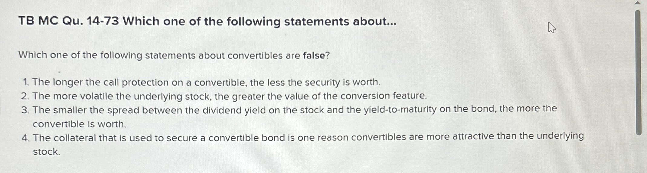 Solved TB MC Qu. 14-73 ﻿Which one of the following | Chegg.com