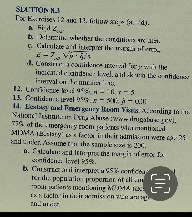 Solved a/2 - SECTION 8.3 For Exercises 12 and 13, follow | Chegg.com