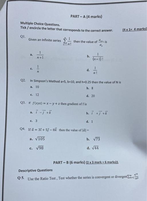 Solved Multiple Choice Questions. Tick / encircle the letter | Chegg.com