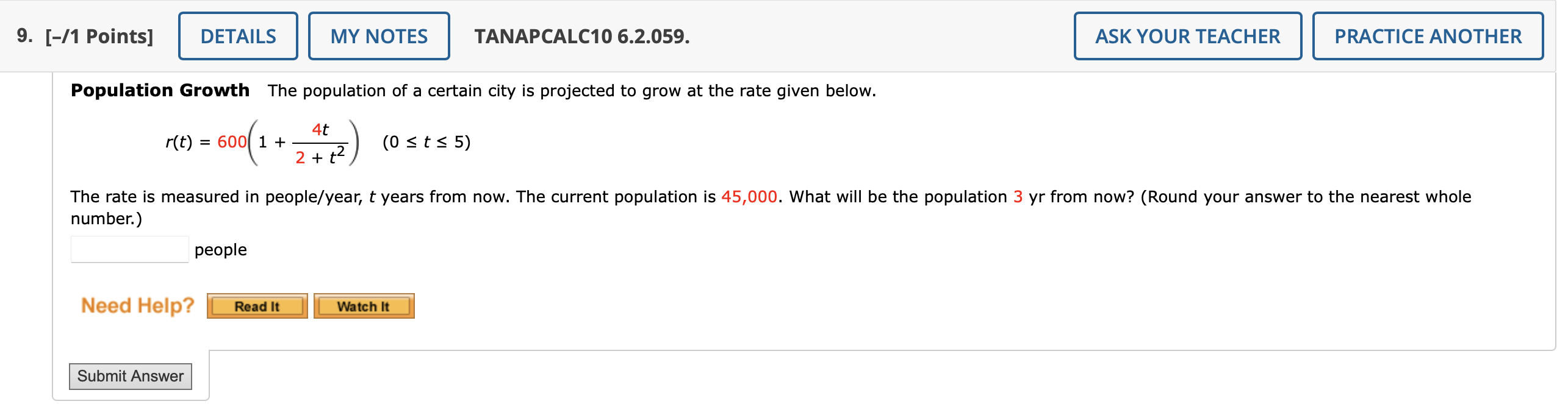 Solved Population Growth The population of a certain city is | Chegg.com