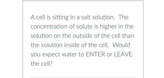 Solved A cell is sitting in a salt solution. The | Chegg.com