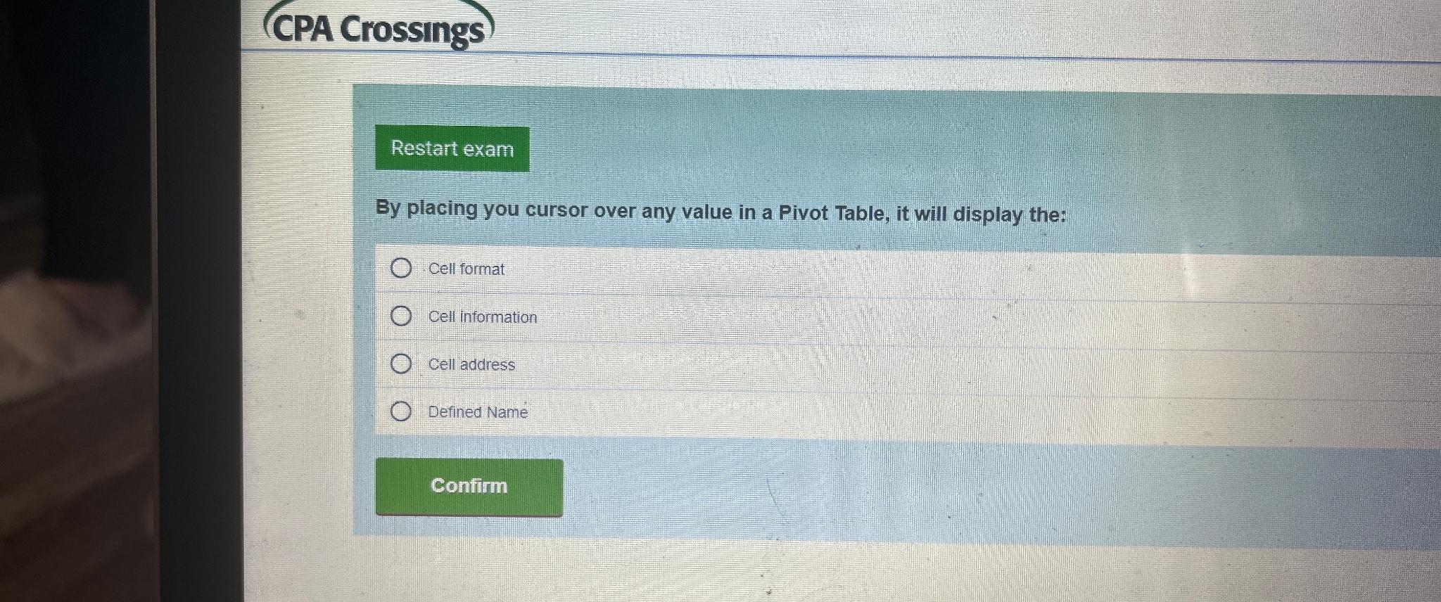 Solved CPA CrossingsBy placing you cursor over any value in | Chegg.com