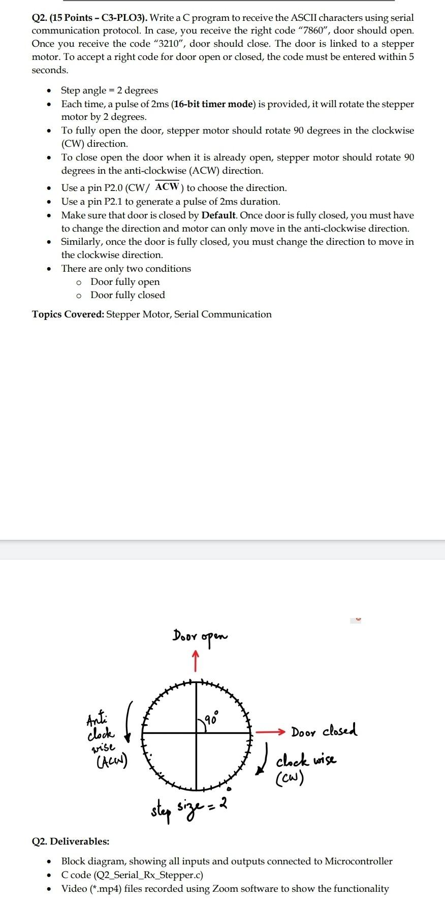 Q2. (15 Points - C3-PLO3). Write a C program to | Chegg.com