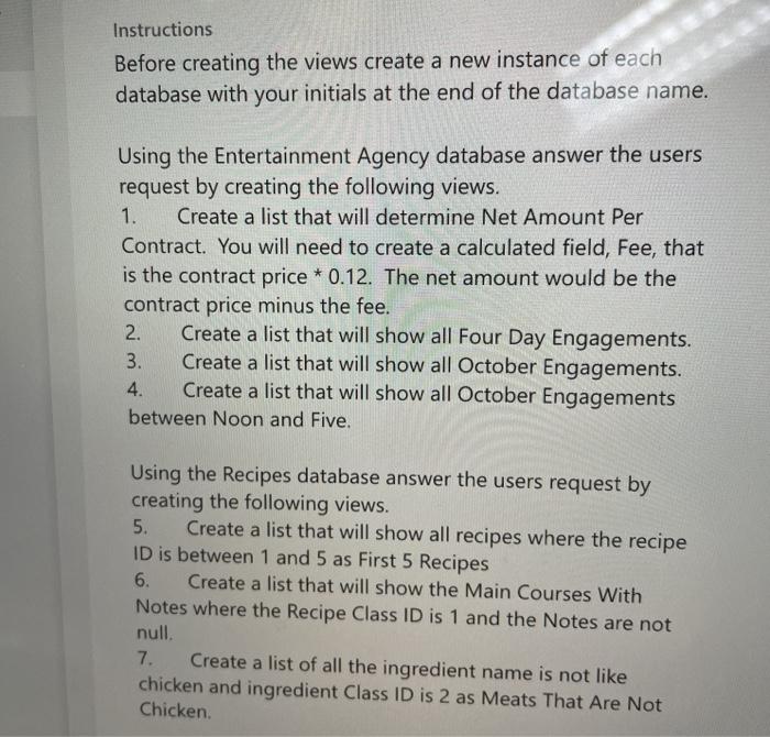 create where statements using SQL create the where | Chegg.com