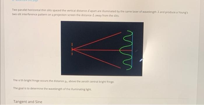Solved Two parallel horizontal thin slits spaced the | Chegg.com