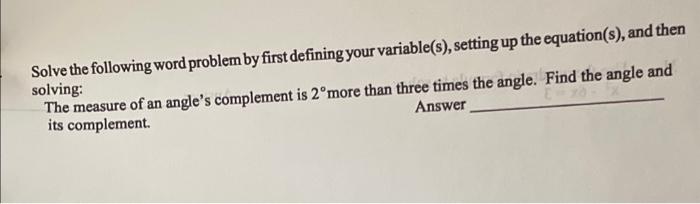 Solved Solve the following word problem by first defining | Chegg.com