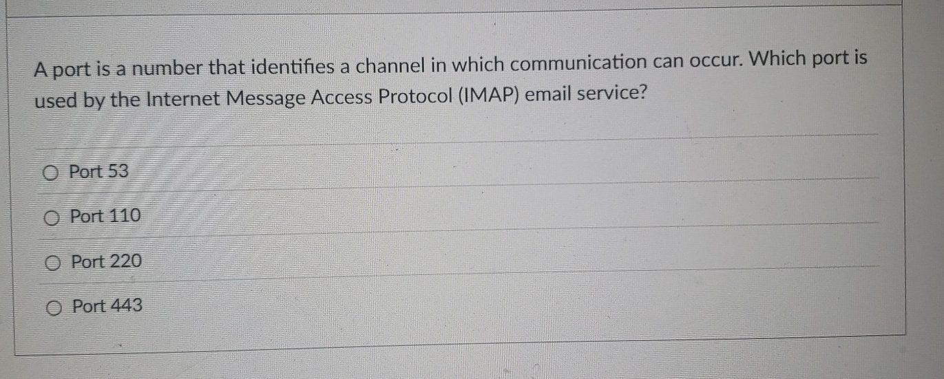 Solved A port is a number that identifies a channel in which | Chegg.com