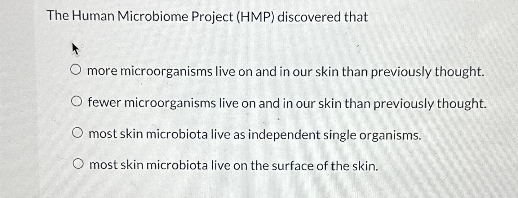 Solved The Human Microbiome Project (HMP) ﻿discovered | Chegg.com