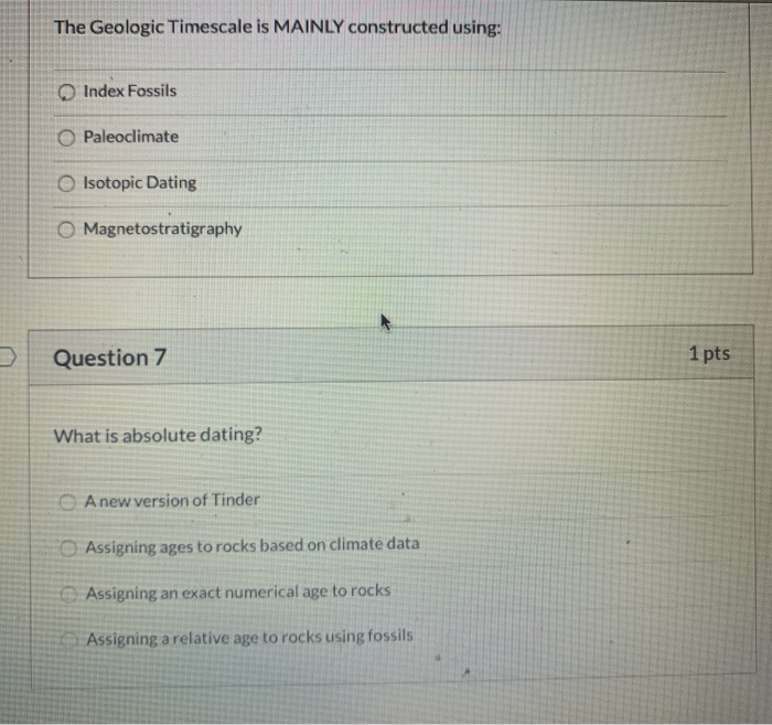 Solved The Geologic Timescale is MAINLY constructed using: | Chegg.com
