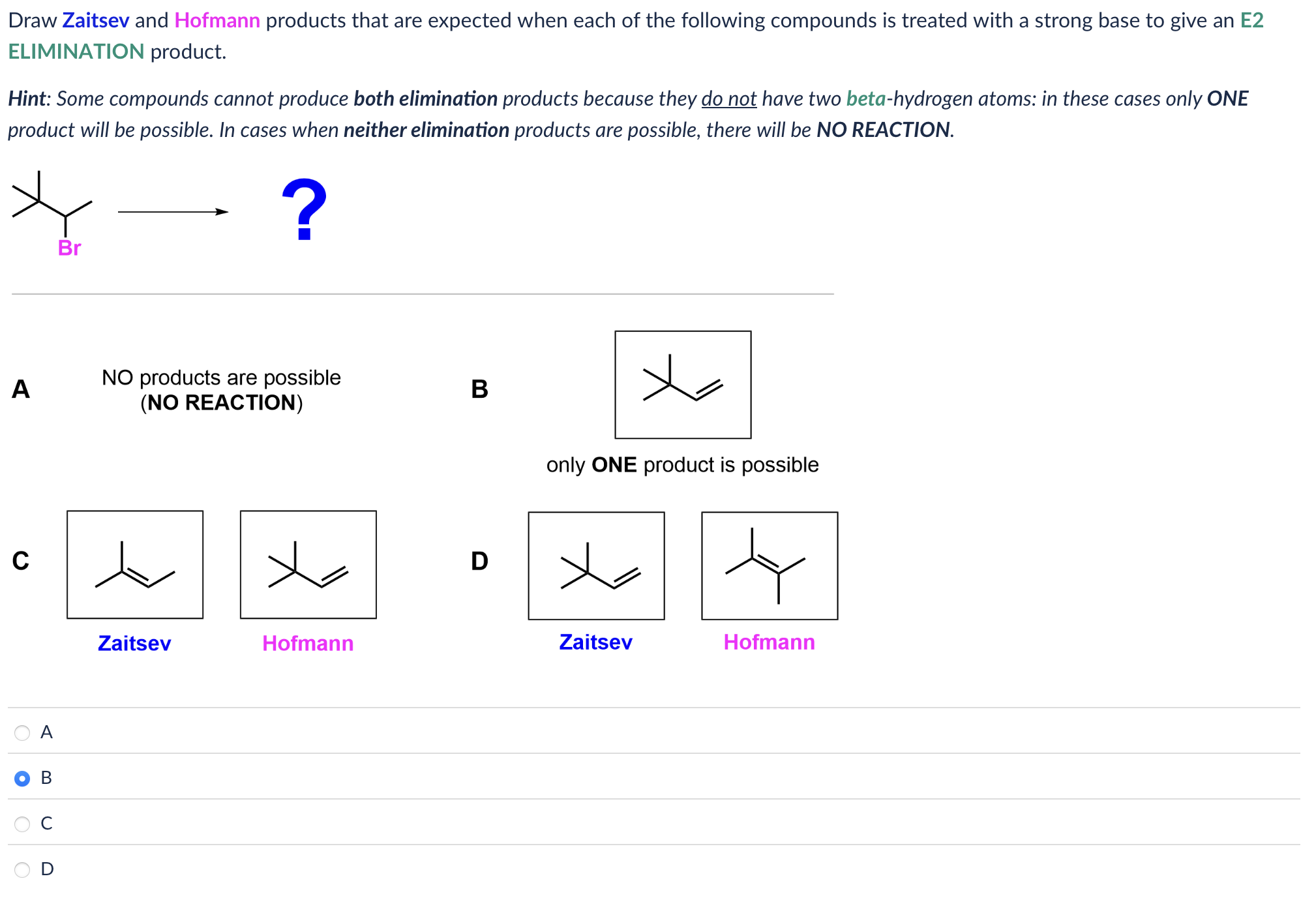 Solved Draw Zaitsev and Hofmann products that are expected | Chegg.com