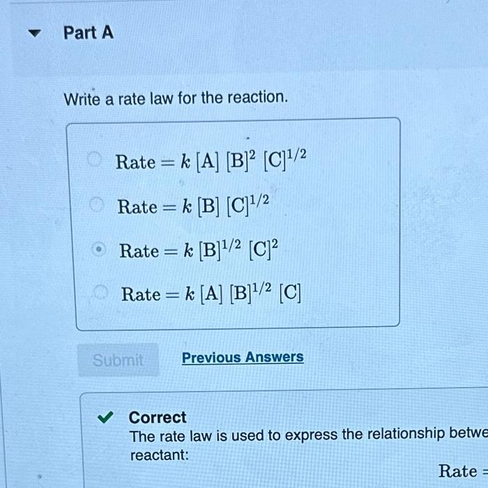 Solved A reaction in which A,B, and C react to form products | Chegg.com