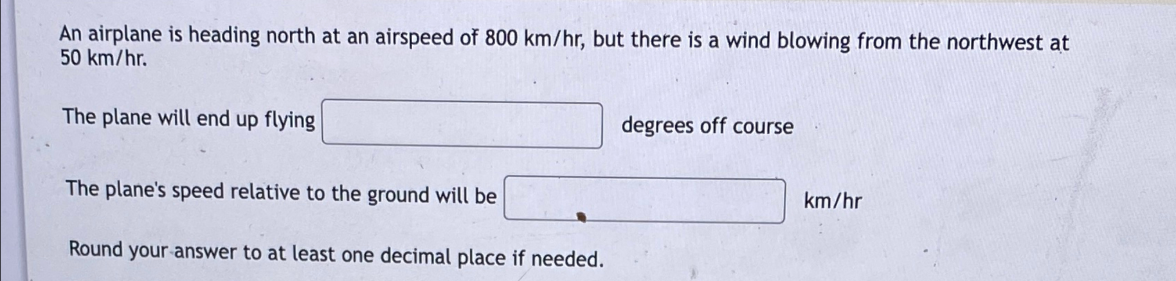 Solved An airplane is heading north at an airspeed of | Chegg.com