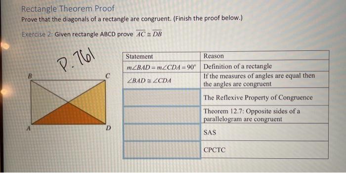 Solved Rectangle Theorem Proof Prove that the diagonals of a | Chegg.com