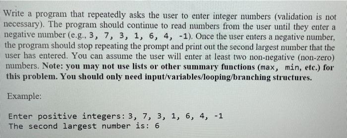 Solved Write a program that repeatedly asks the user to | Chegg.com