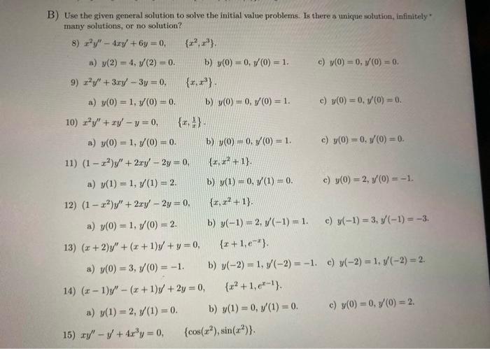 Solved 3) Use the given general solution to solve the | Chegg.com
