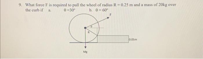Solved 9. What force F is required to pull the wheel of | Chegg.com