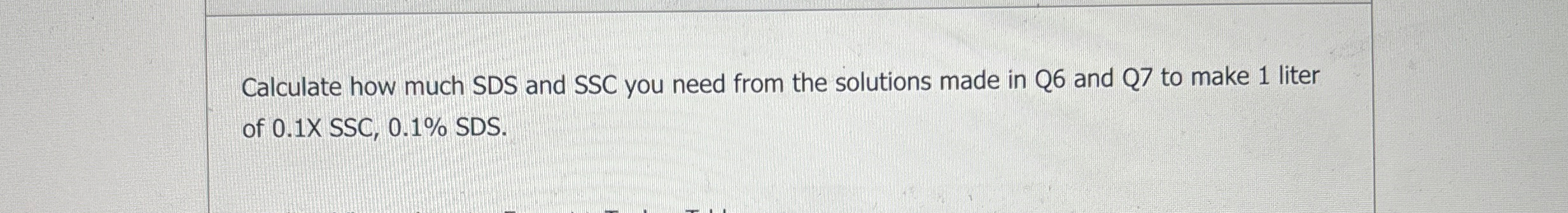 Solved Calculate how much SDS and SSC you need from the | Chegg.com