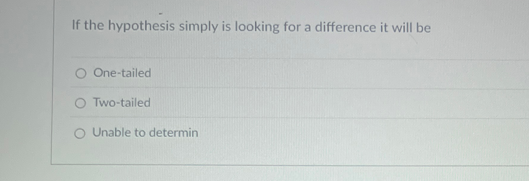 Solved If the hypothesis simply is looking for a difference | Chegg.com