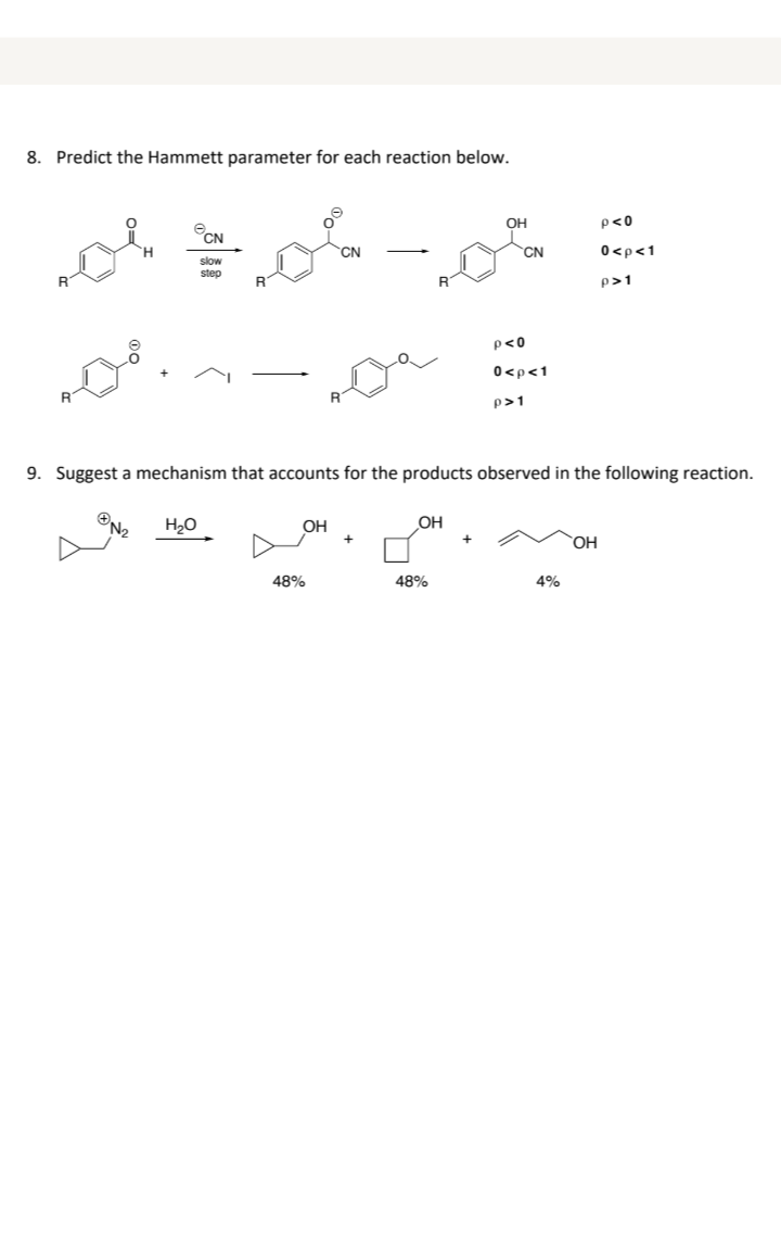Solved 8. Predict the Hammett parameter for each reaction | Chegg.com