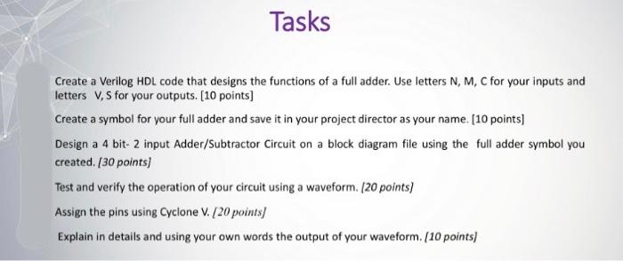 Solved Tasks Create a Verilog HDL code that designs the | Chegg.com